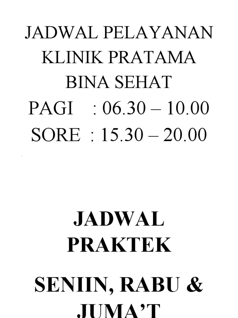 Jadwal Pelayanan | PDF