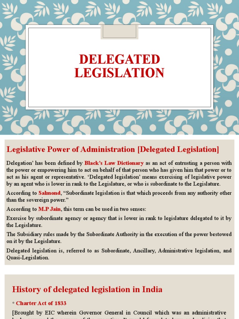Admin Action and Delegated Legislation | PDF | Act Of Parliament | Legal Documents