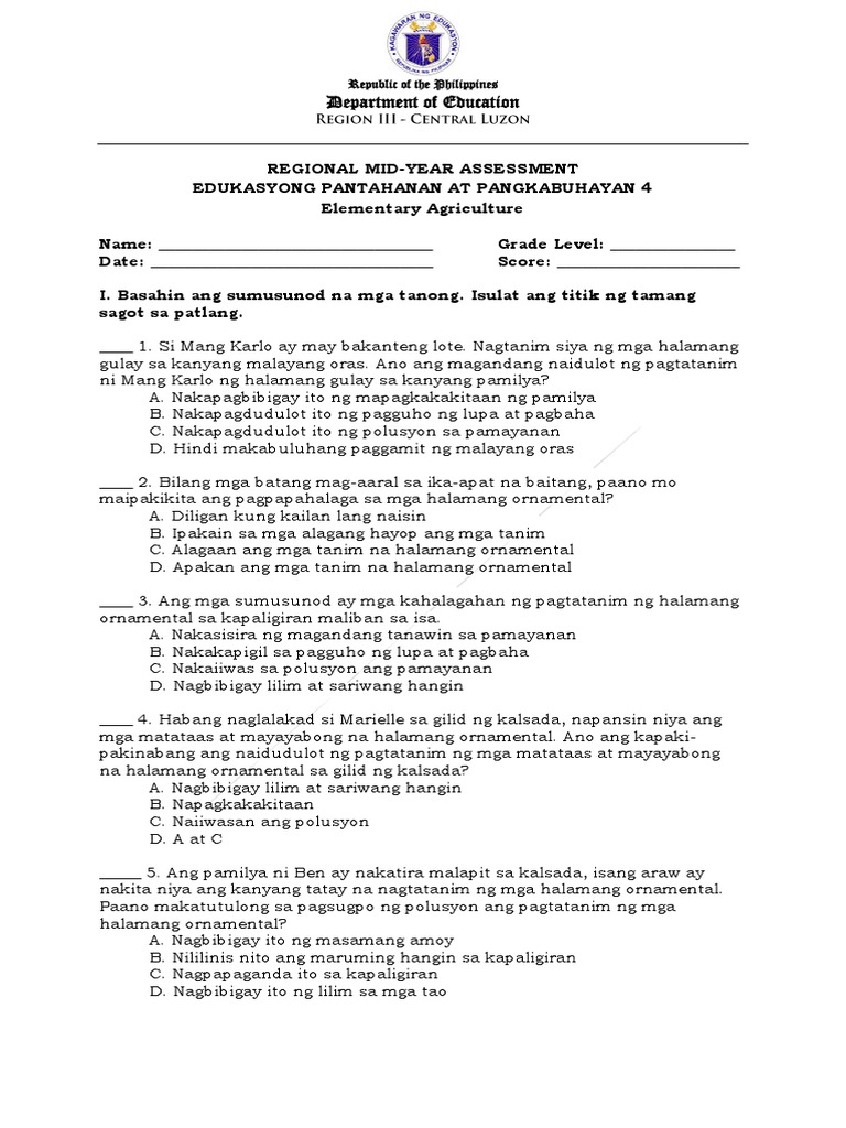 AGRI 4 Question | PDF