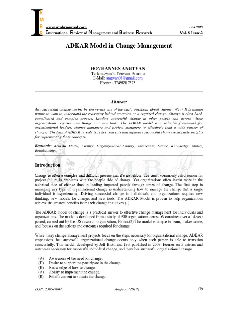 ADKAR Model for Effective Change Management | PDF | Change Management ...