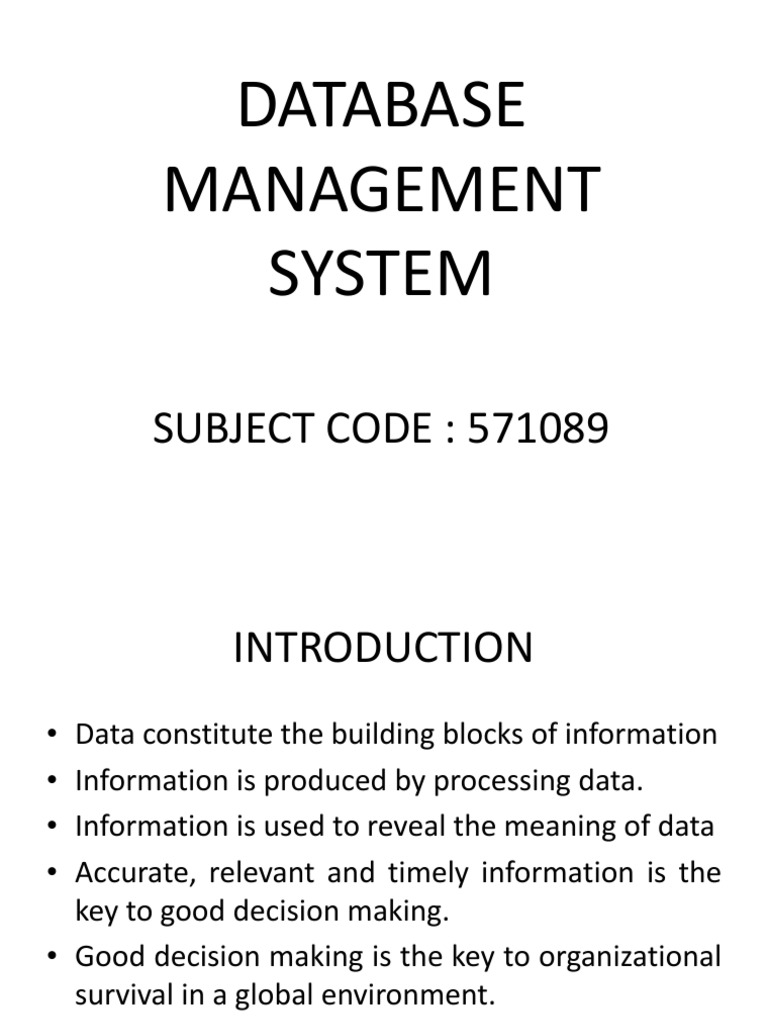 Database Management System: SUBJECT CODE: 571089 | PDF | Databases | Relational Database
