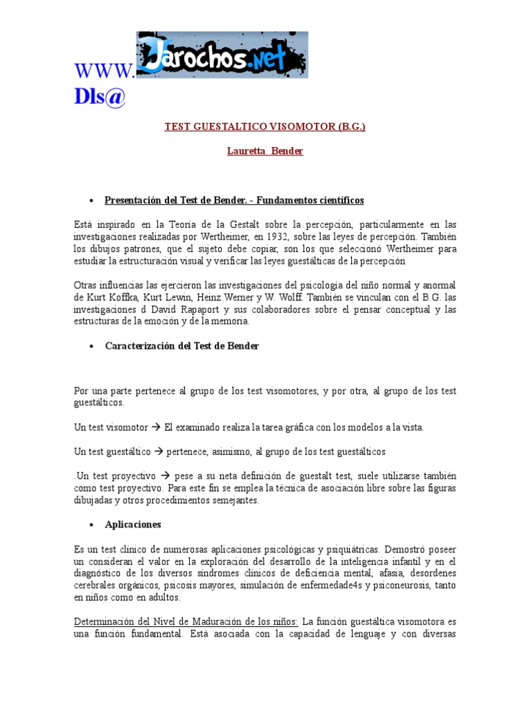 Test de Bender 2 | PDF | Percepción | Esquizofrenia