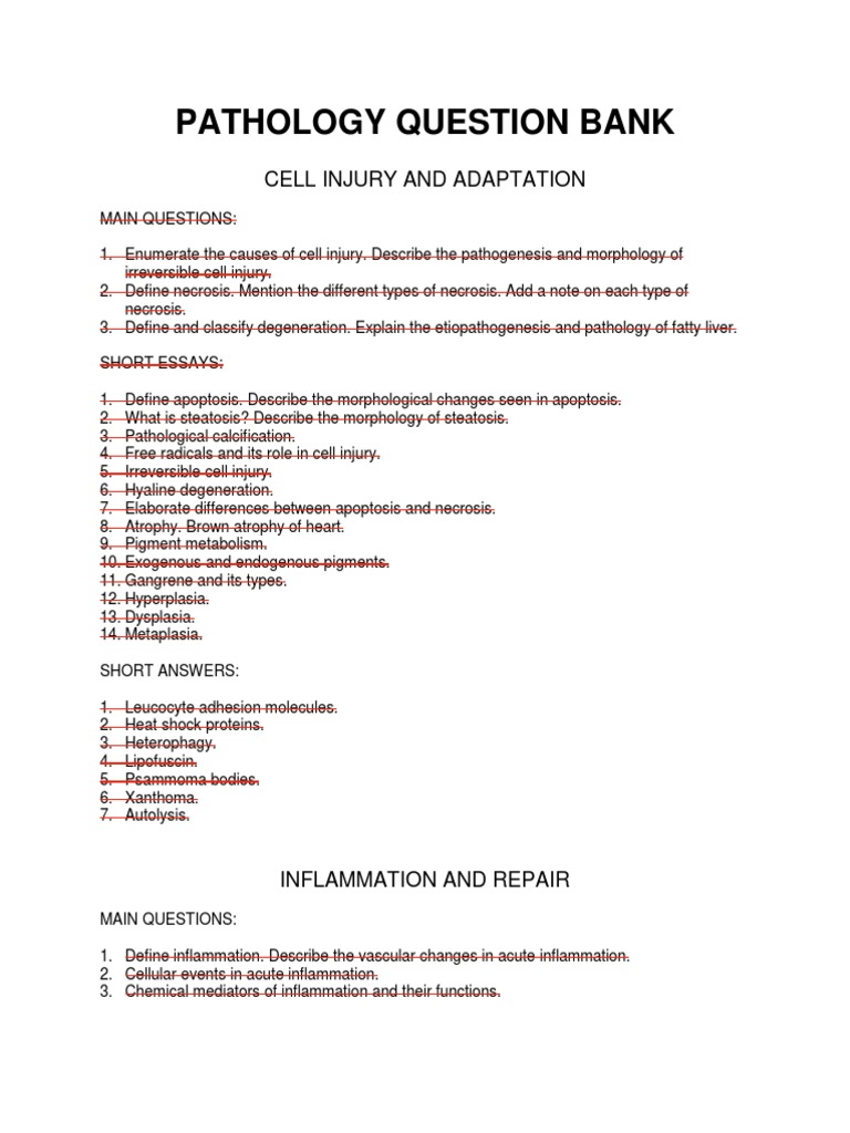 Pathology Question Bank | PDF | Anemia | Kidney Disease