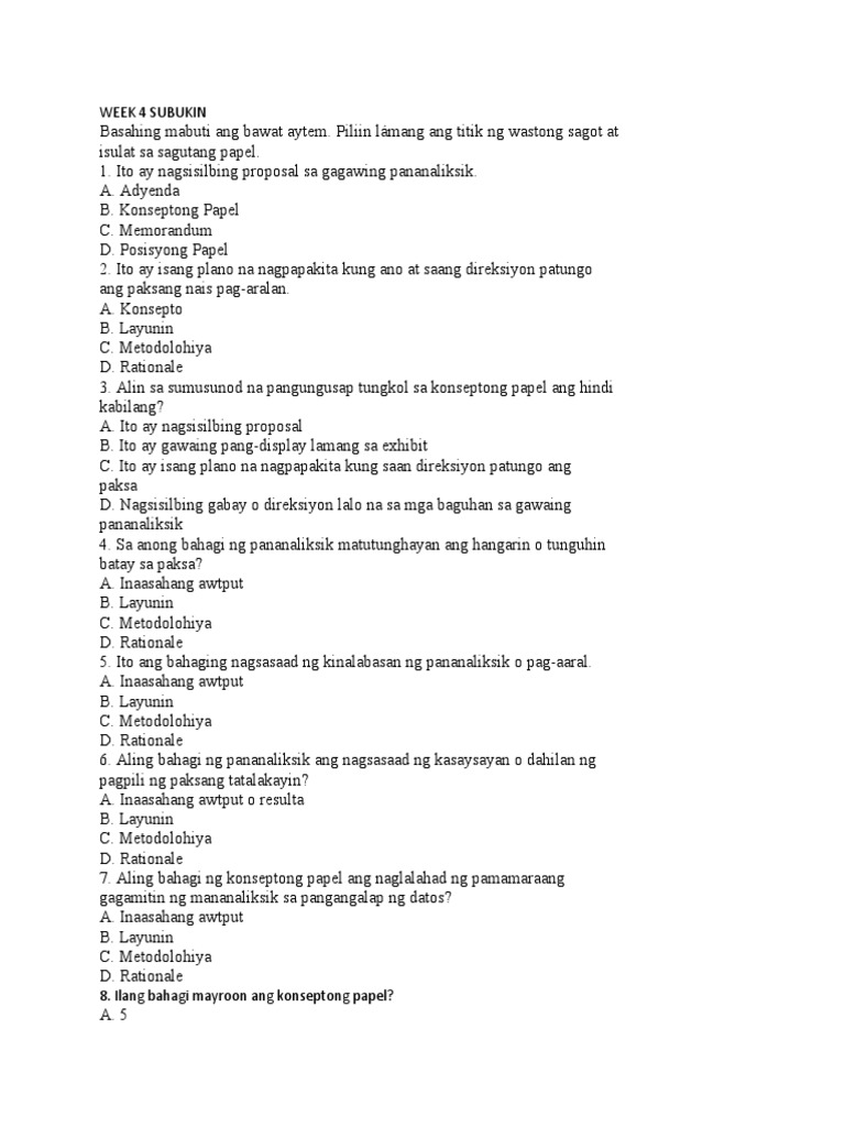 Week 4 Subukin | PDF
