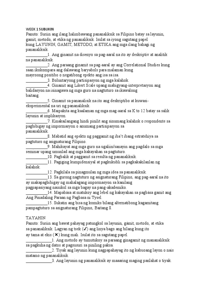 Week 1 Subukin | PDF Week 1 Subukin | PDF
