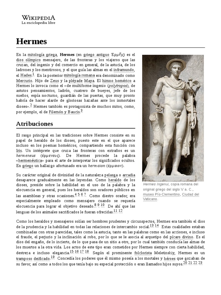 Hermes | PDF | Deidades griegas | Mitología griega