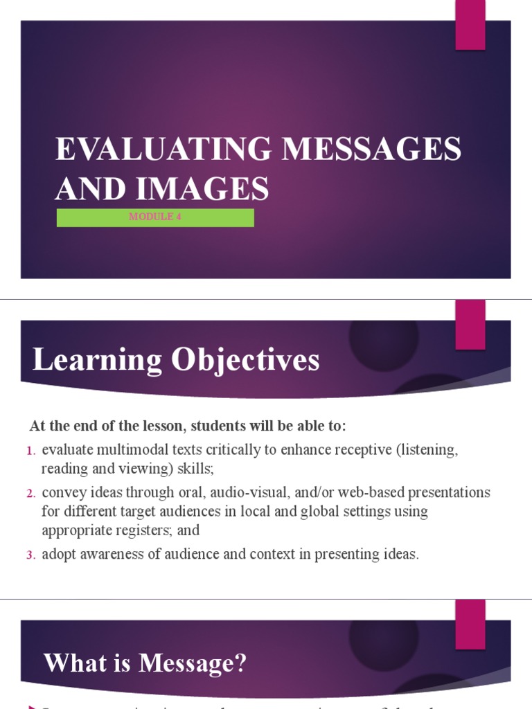 Evaluating Messages and Images | PDF | Communication | Nonverbal Communication