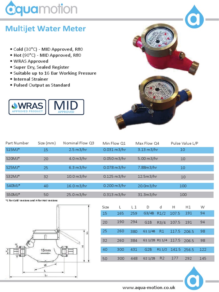 Multijet Water Meter Specifications | PDF