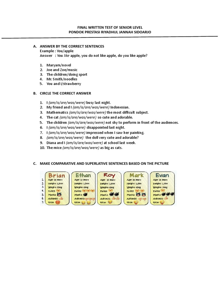 Final Written Test of Senior Level | PDF