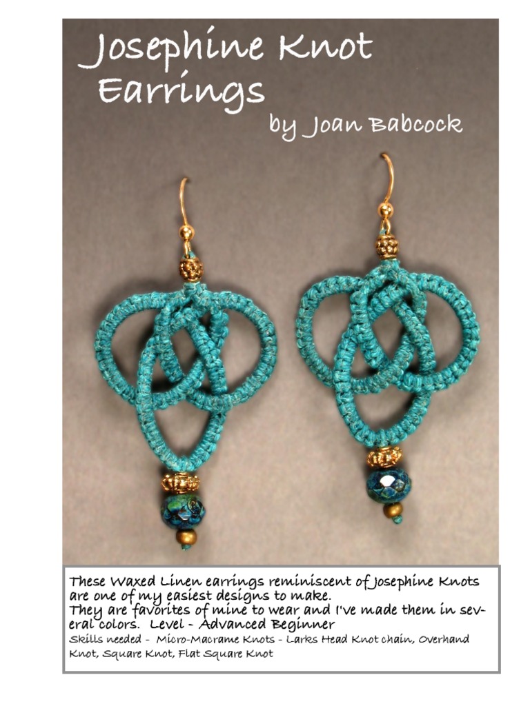 Josephine Knot Earrings - Micro-Macrame Jewelry | PDF | Knot | Textile Arts