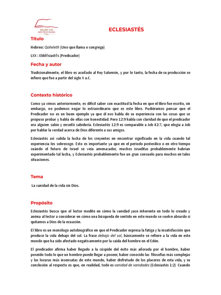 ECLESIASTÉS | PDF | Eclesiastés | Placer