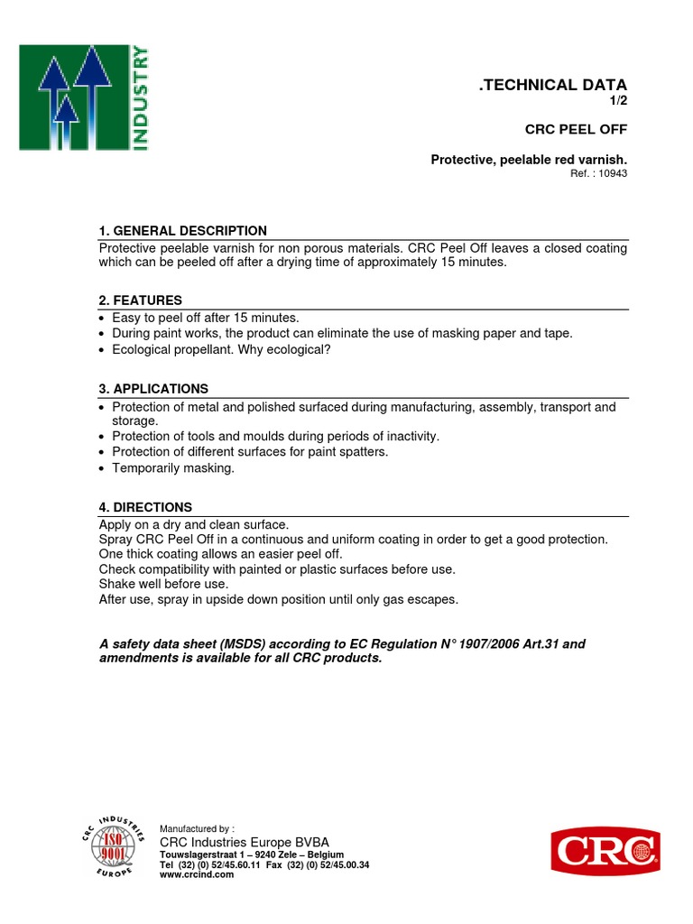 CRC Peel Off TDS-EN | PDF | Paint | Varnish