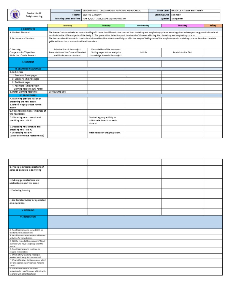 NEW Daily Lesson Log Grade 9science | PDF | Learning | Heredity