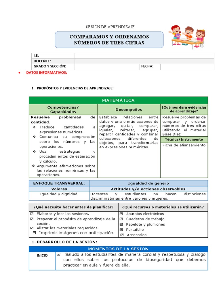 Comparación y orden de números de 3 cifras | PDF | Aprendizaje