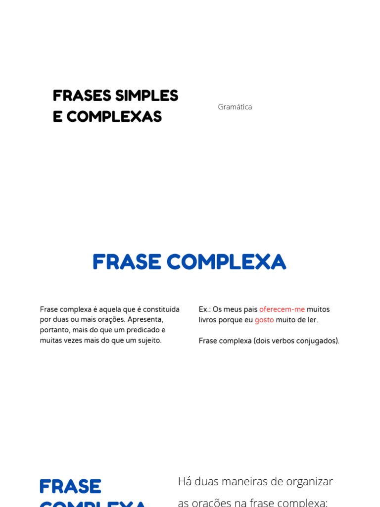 Gramática - Frase Complexa e Orações Coordenadas | PDF | Linguística ...