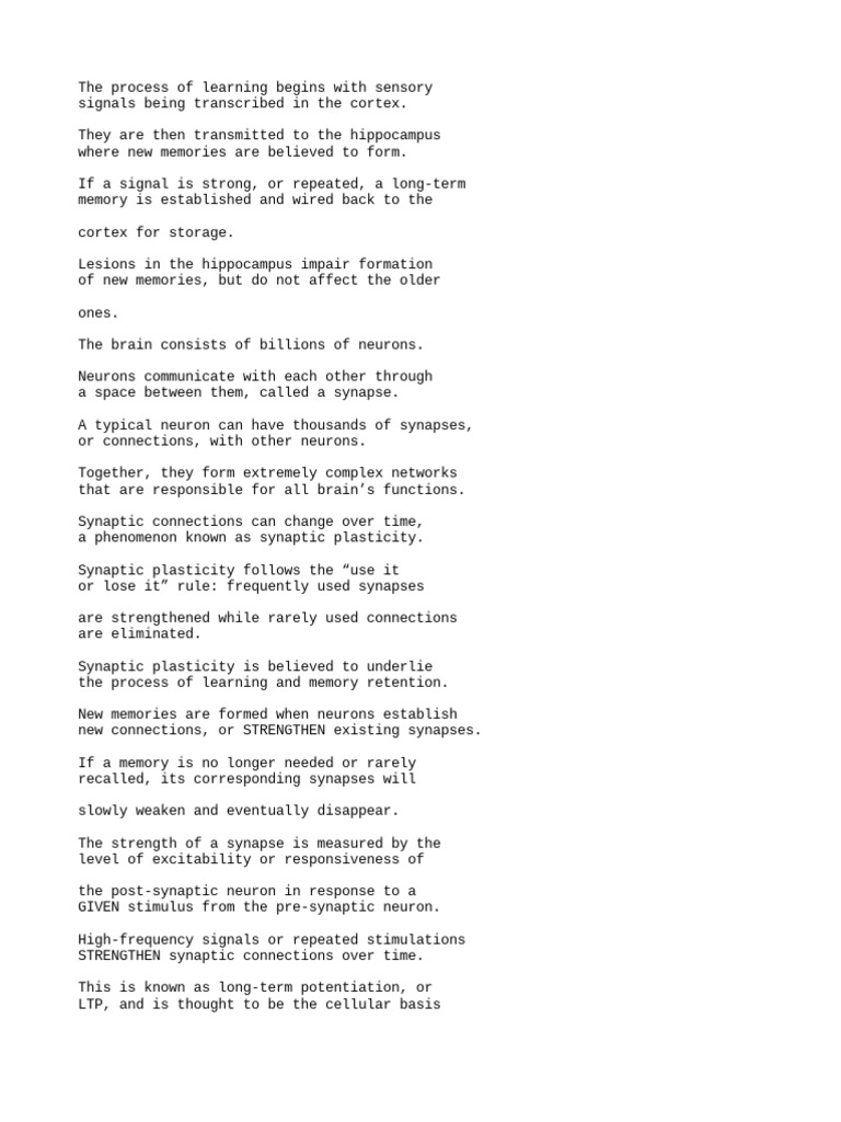 (English) Long Term Potentiation and Memory Formation, Animation ...