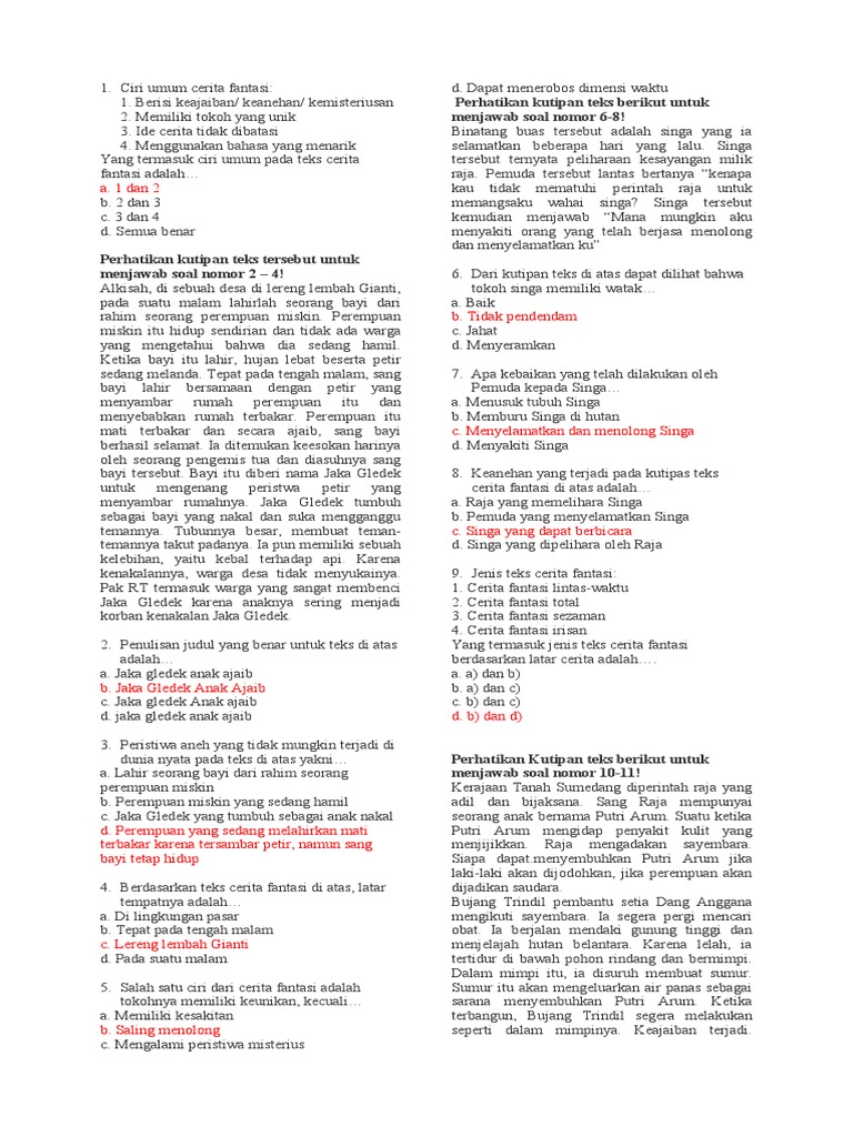 Uts Kelas 7 Teks Fantasi | PDF