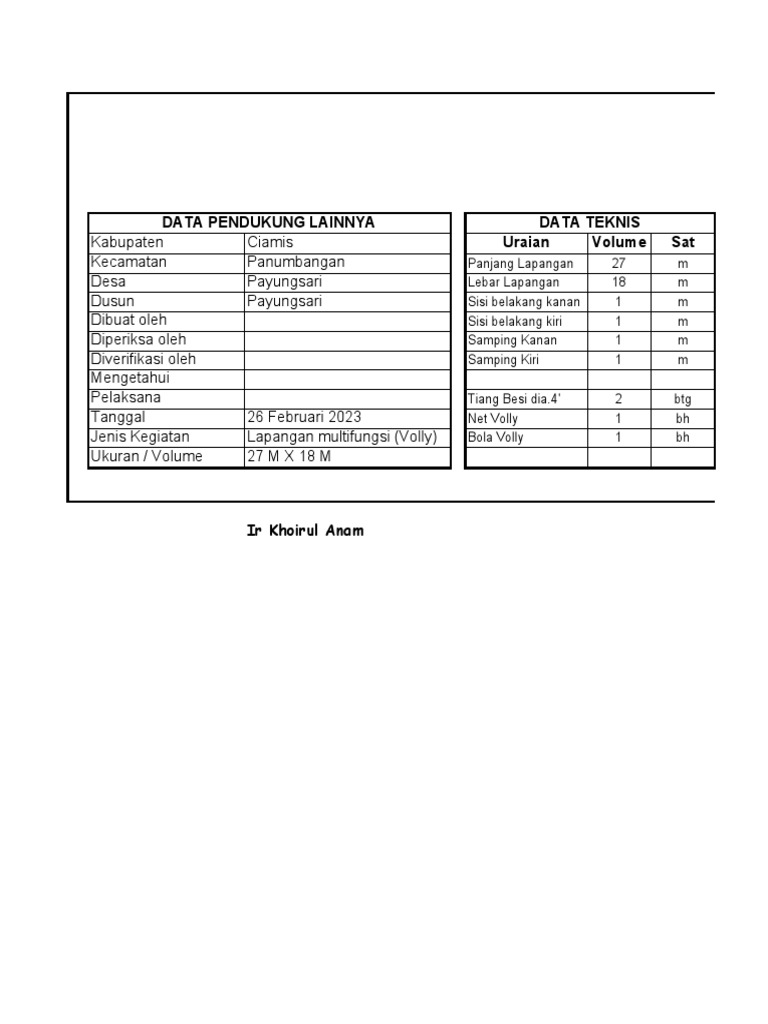 Rab Lapangan Volly Desa Tahun 2020 | PDF