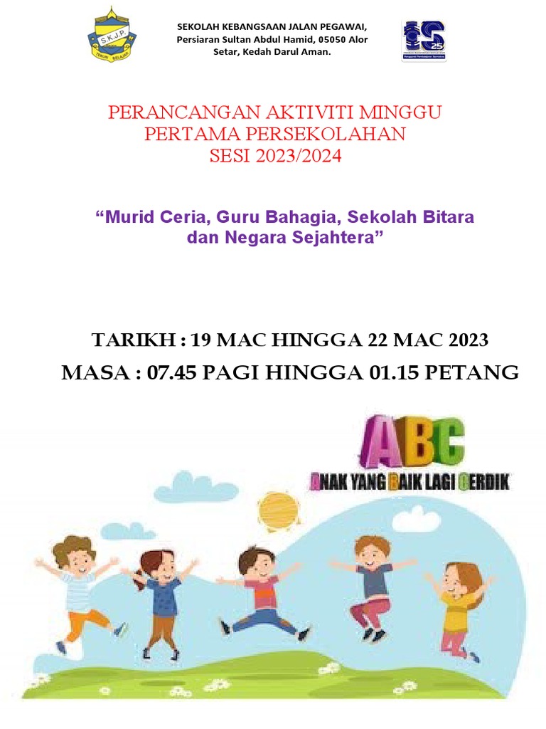 Perancangan Aktiviti Minggu Pertama Sekolah | PDF