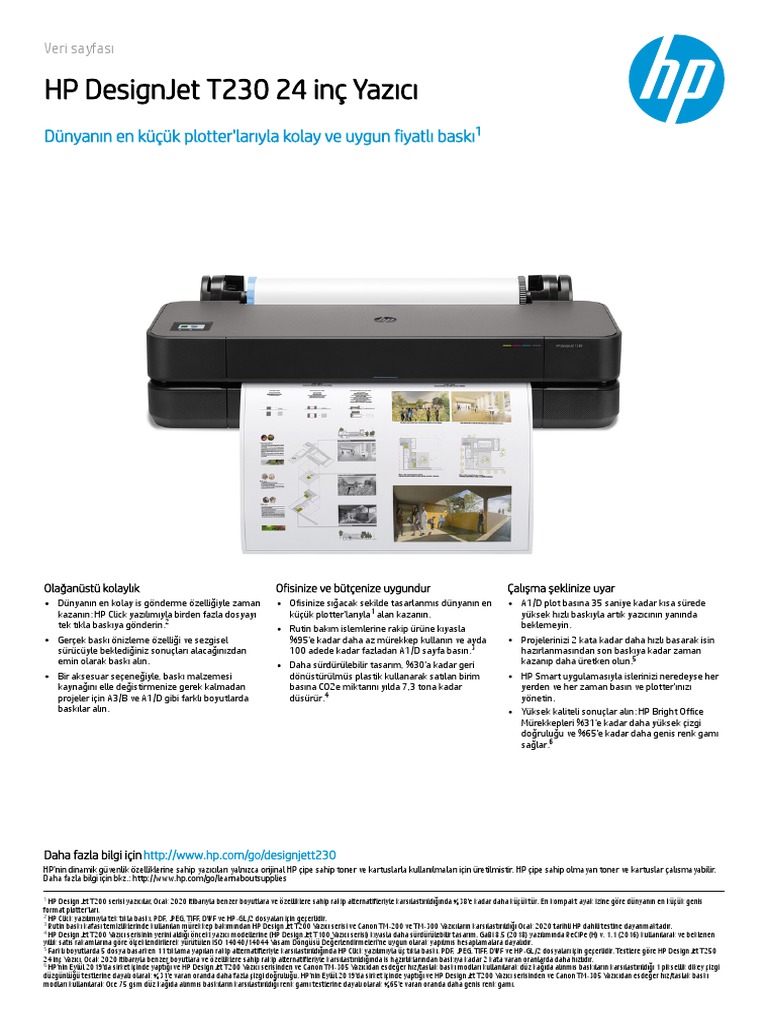 HP Designjet T230 24 Inç Yazıcı: Dünyanın en Küçük Plotter'Larıyla ...
