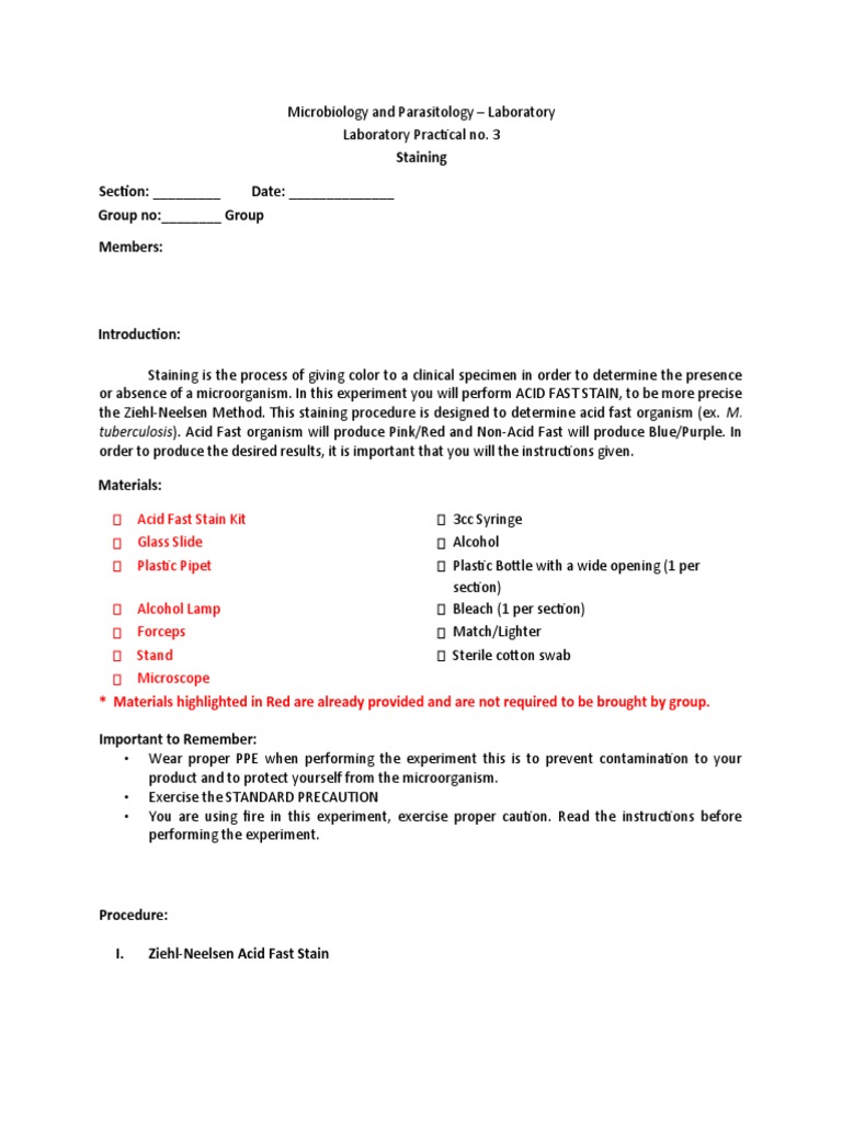 Microbiology and Parasitology – Laboratory 3 | PDF | Staining ...
