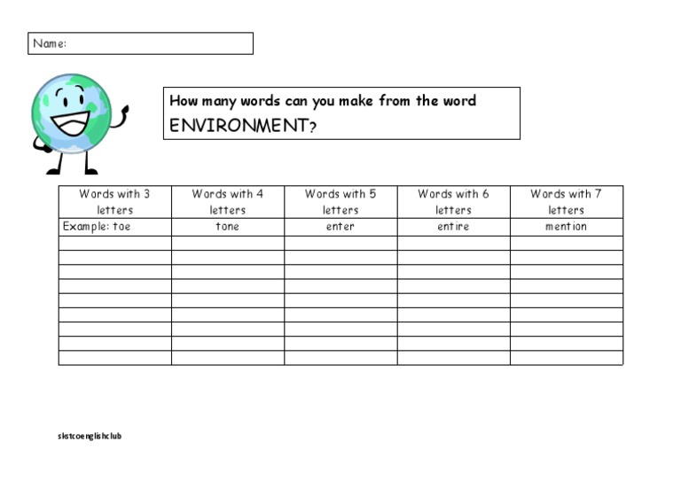 How Many Words Can You Make From The Word ENVIRONMENT | PDF | Language ...