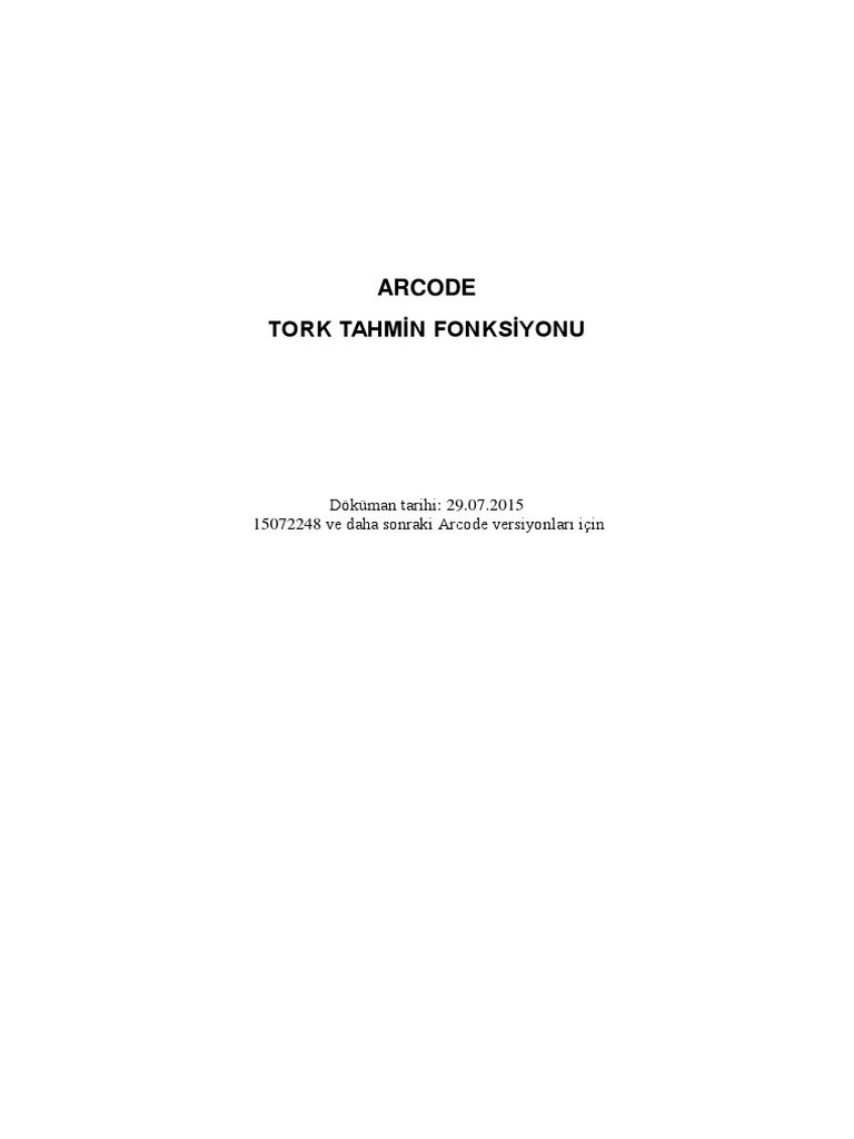 ARCODE Tork Tahmin Fonksiyonu - TR | PDF