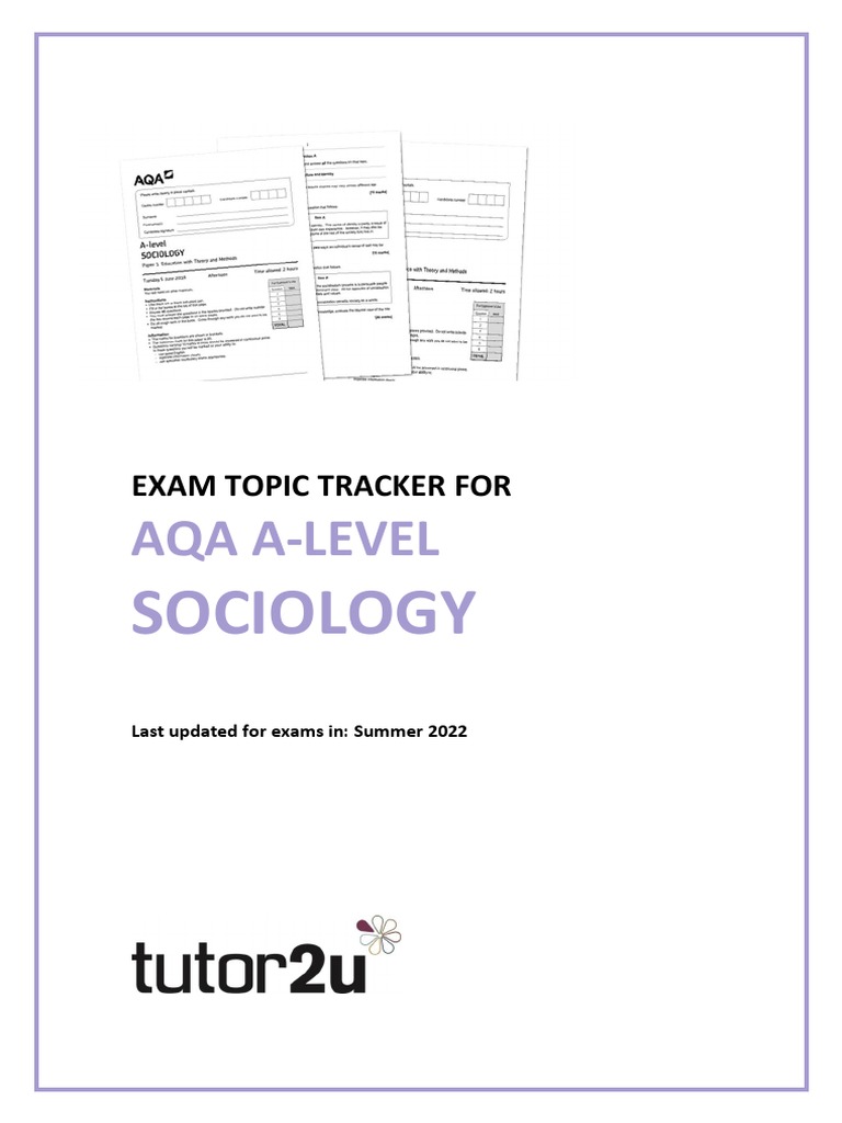 AQA A Level Sociology Exam Topic Tracker | PDF