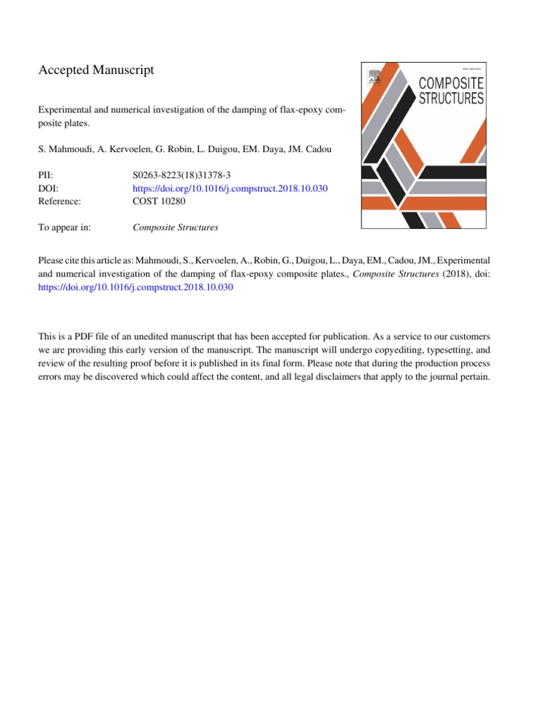 Experimental and Numerical Investigation of The Damping of Flax-Epoxy ... Experimental and Numerical Investigation of The Damping of Flax-Epoxy ...