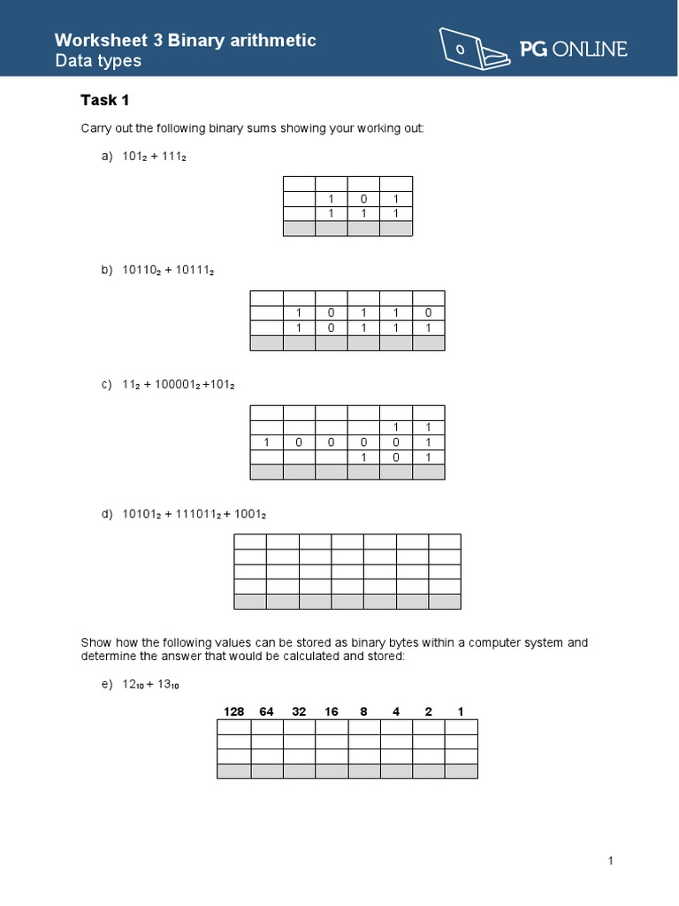 Data Types Worksheet 3 | PDF | Bit | Computer Architecture