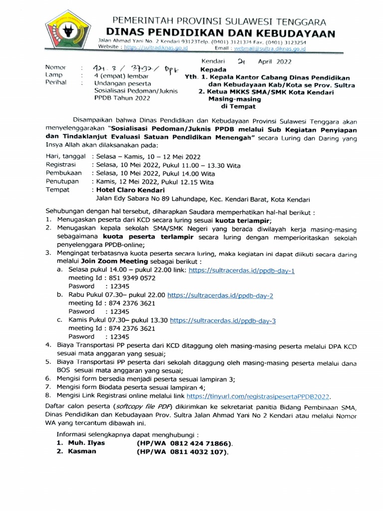 Surat Sosialisasi PPDB 2022 | PDF