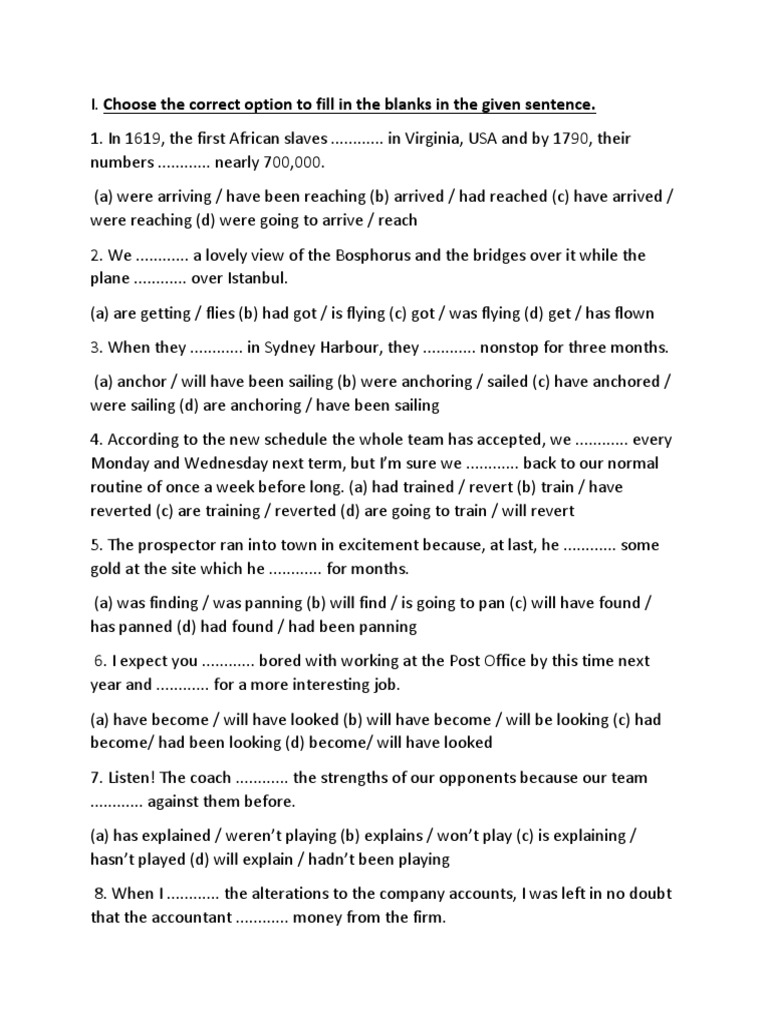 Tenses Worksheet GR 11 | PDF