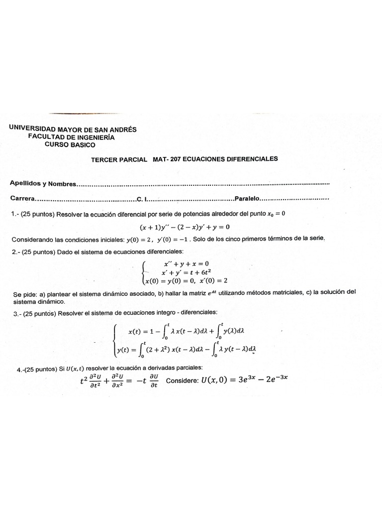 Mat 207 3er Parcial Soluciones | PDF