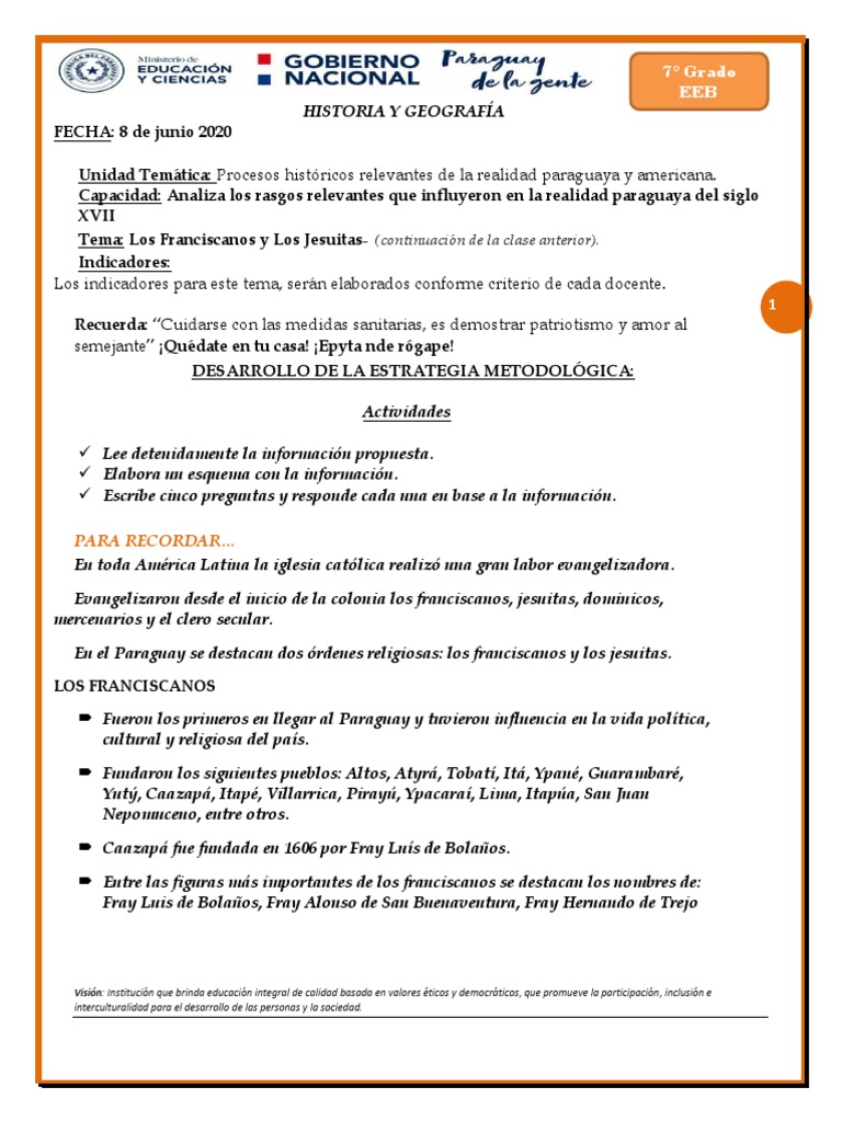 Historia y Geografía 7° Grado 8 de Junio 2020 - Continuación. | PDF ...