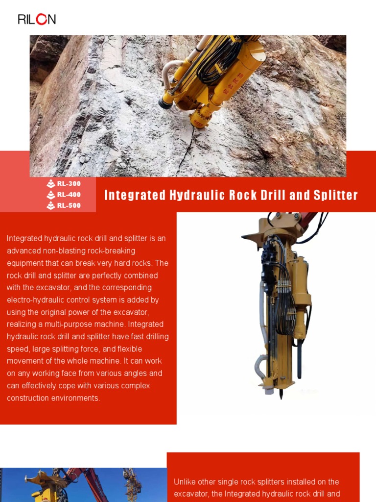 Integrated Hydraulic Rock Drill And Splitter Brochure Pdf Drill