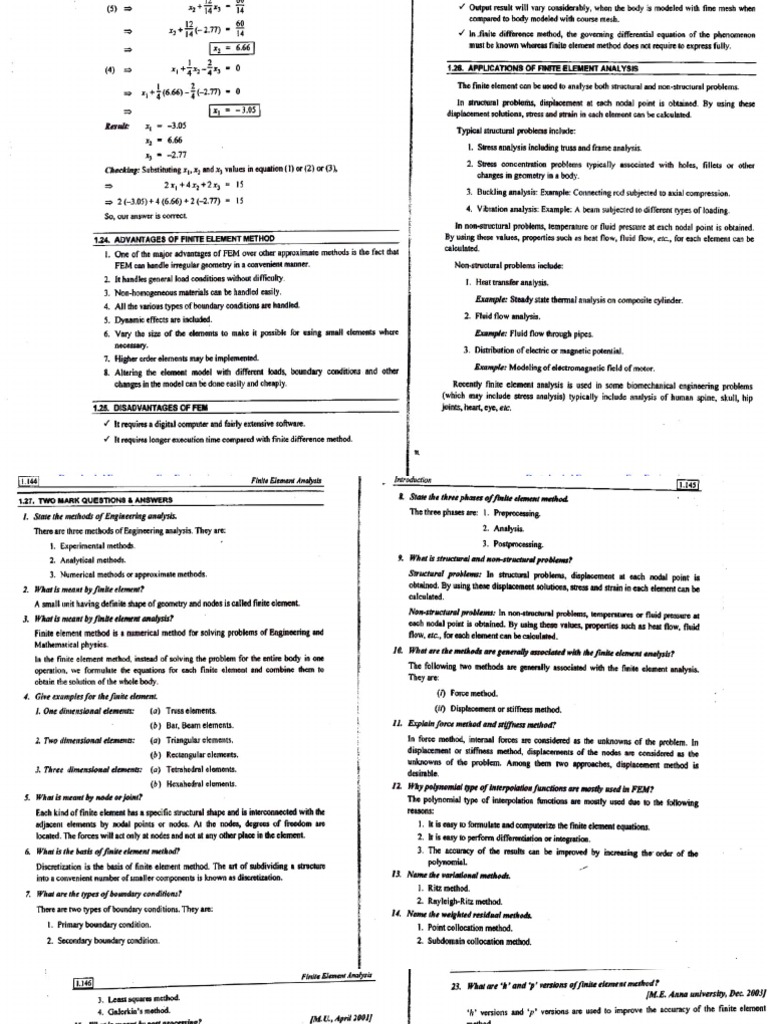 2 Marks Fea | PDF | Finite Element Method | Matrix (Mathematics)
