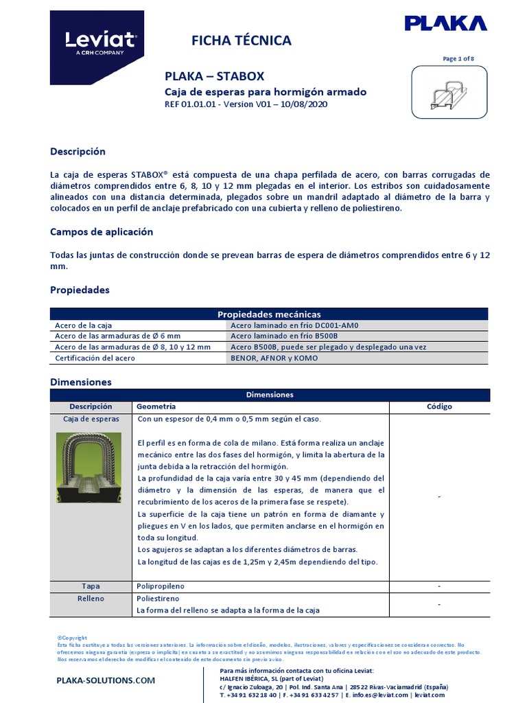 Levirat_stabox_ficha_t_cnica_v01_2021-02-08 | PDF | Acero | Hormigón