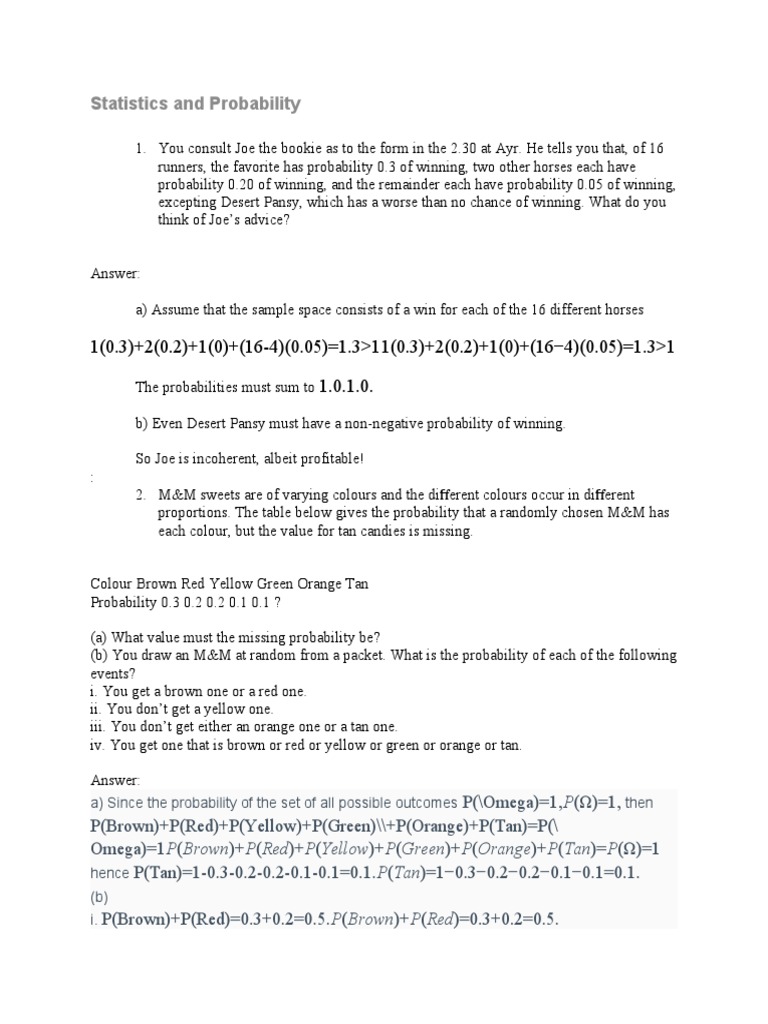 Statistics and Probability Assignments | PDF