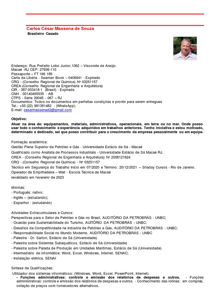 CV Cesar Massena Atual Mes 06 | PDF