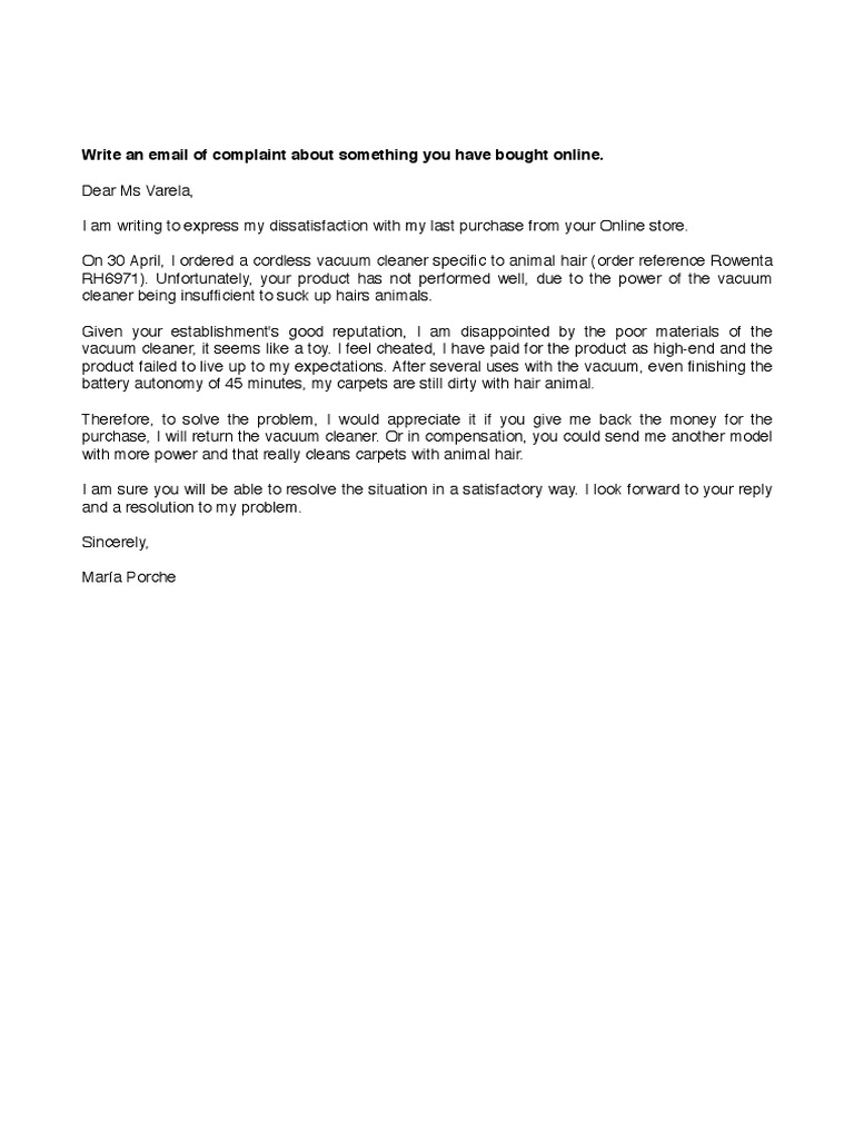 Complaint Email Formal 3 | PDF