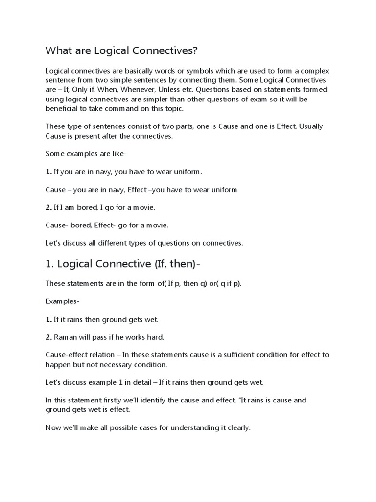 Logical Connectives | PDF | Career & Growth | Language Arts & Discipline