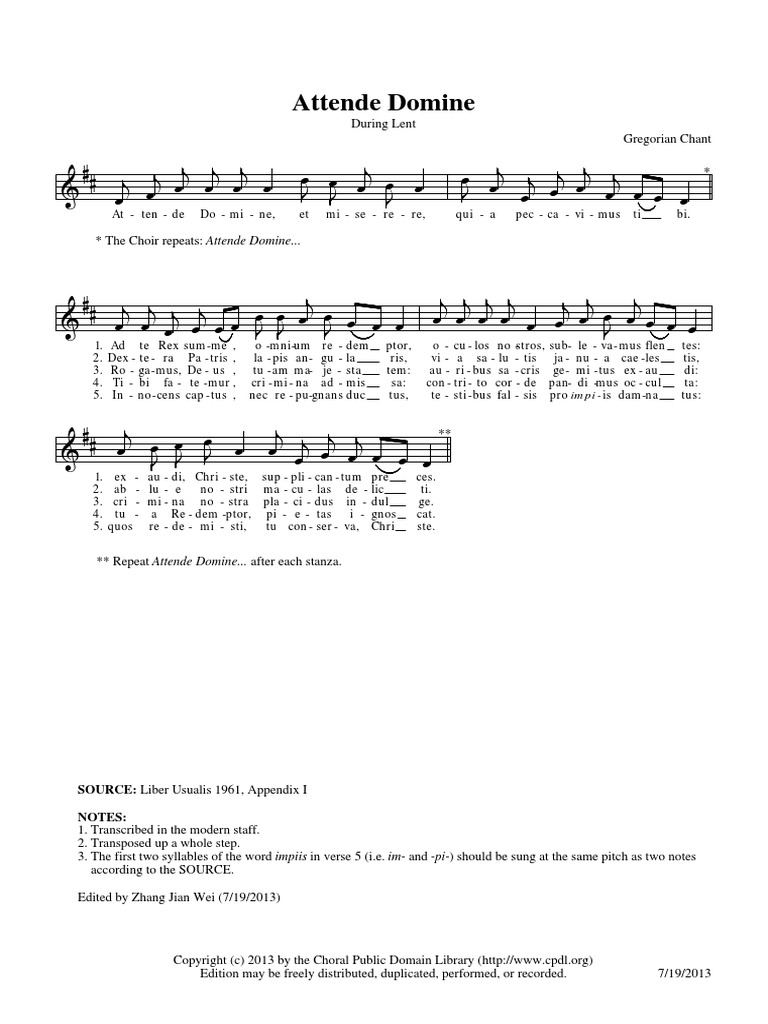 Gregorian Chant - Attende Domine | PDF