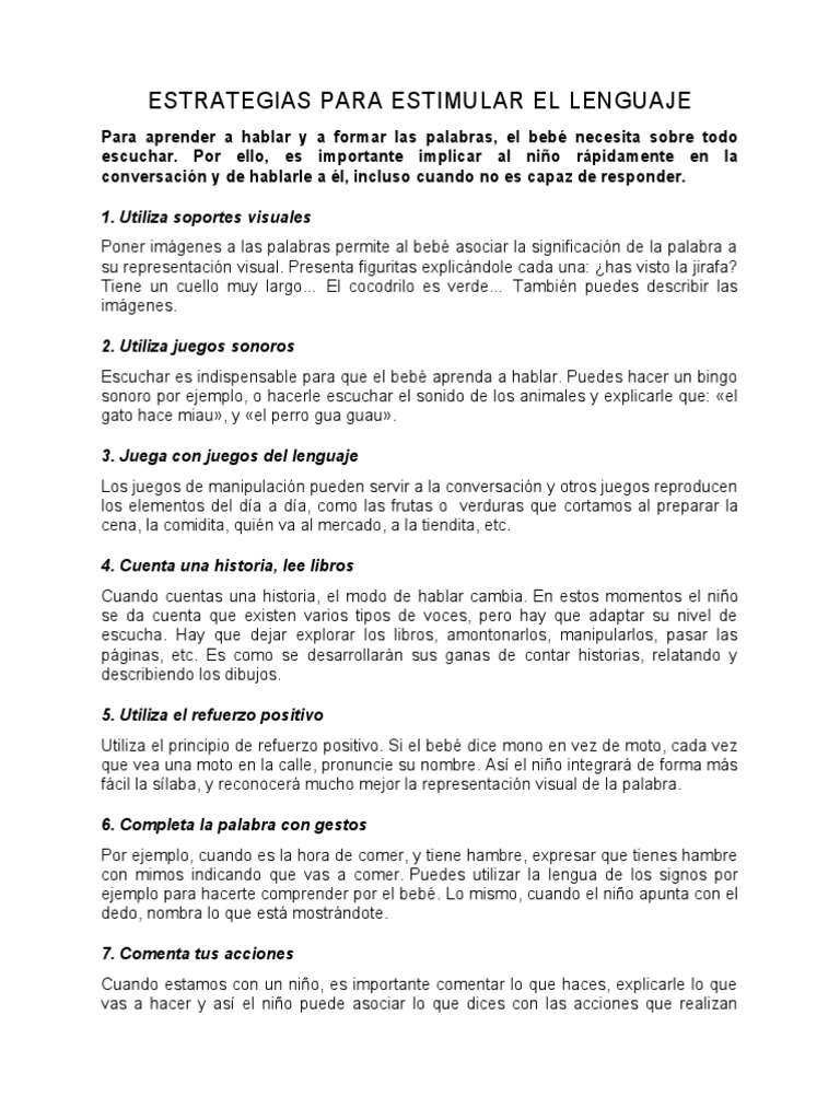 Estrategias para Estimular El Lenguaje | PDF