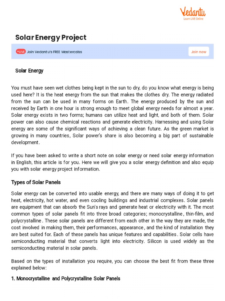 Solar Energy Project | PDF