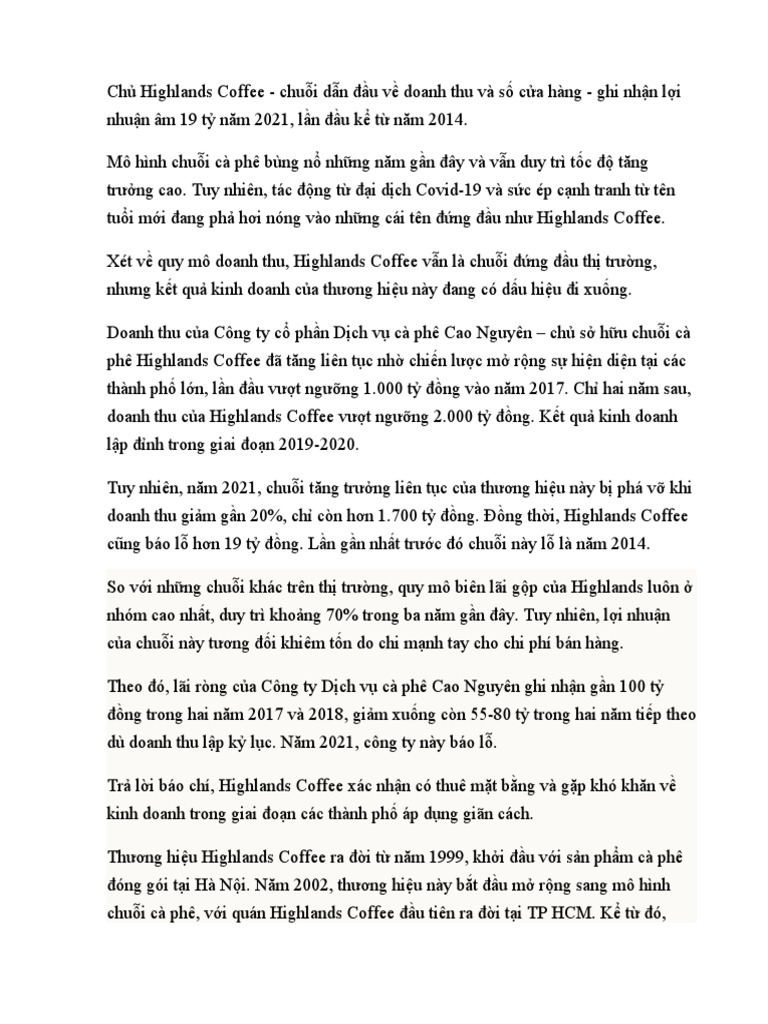 CH Highlands Coffee | PDF