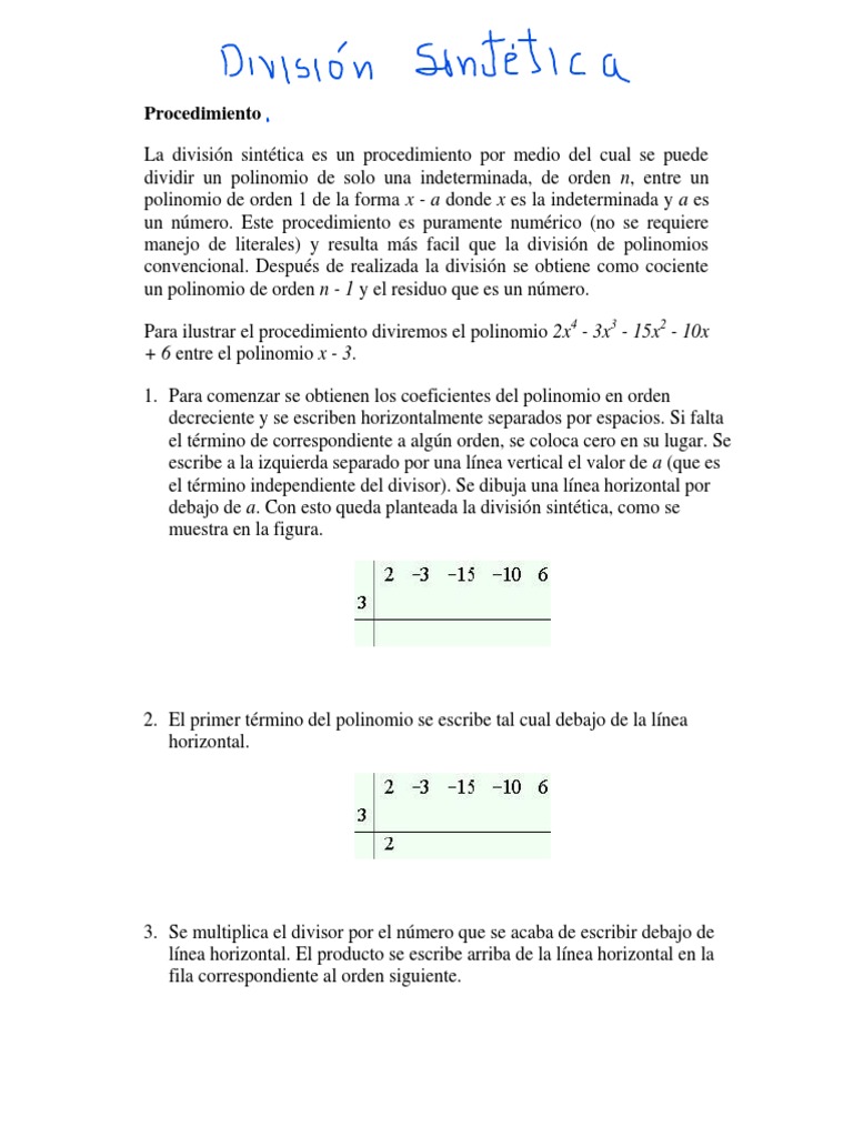 División Sintética de Polinomios | PDF | Ciencia computacional ...