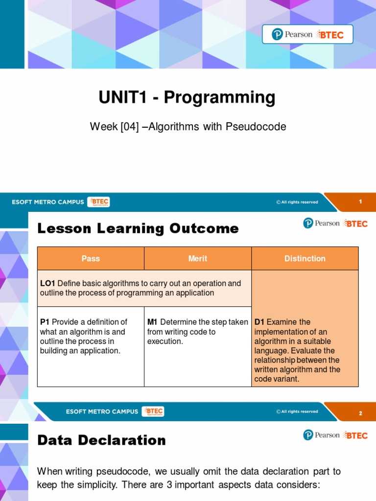 HND_PRG_W4_Algorithms_with_Pseudocode | PDF | Parameter (Computer Programming) | Input/Output