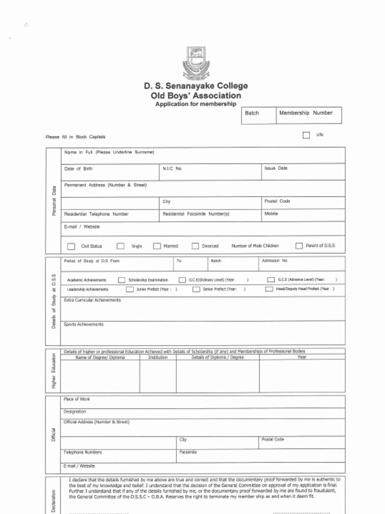 DSSC OBA Application | PDF