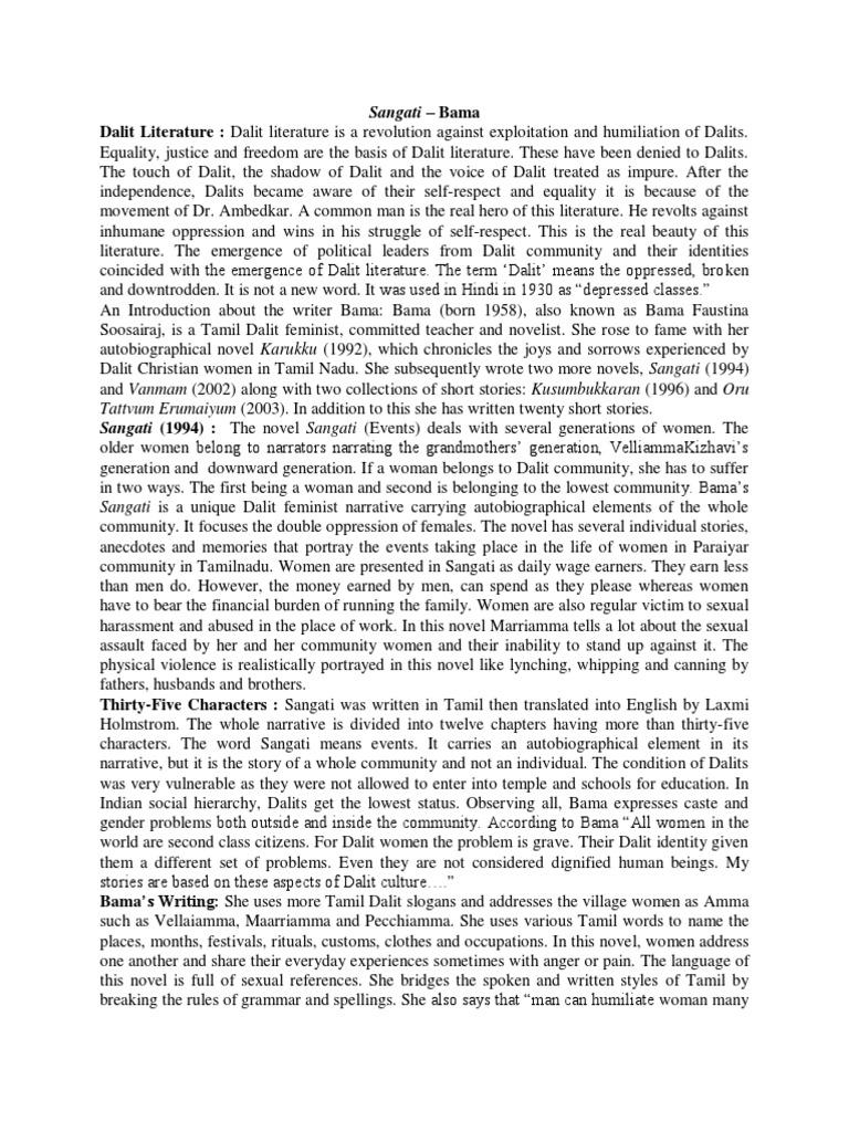 28-Indian Literature in English Translation-Sangati Bama Vi Sem ...