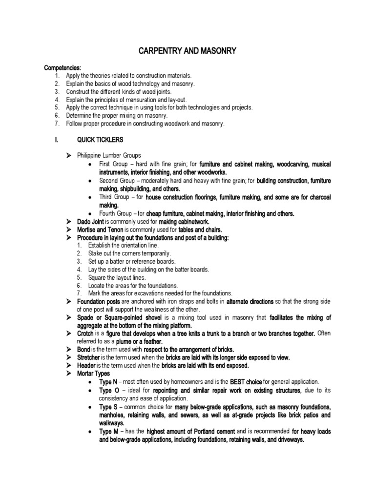 Carpentry and Masonry | PDF | Concrete | Wood